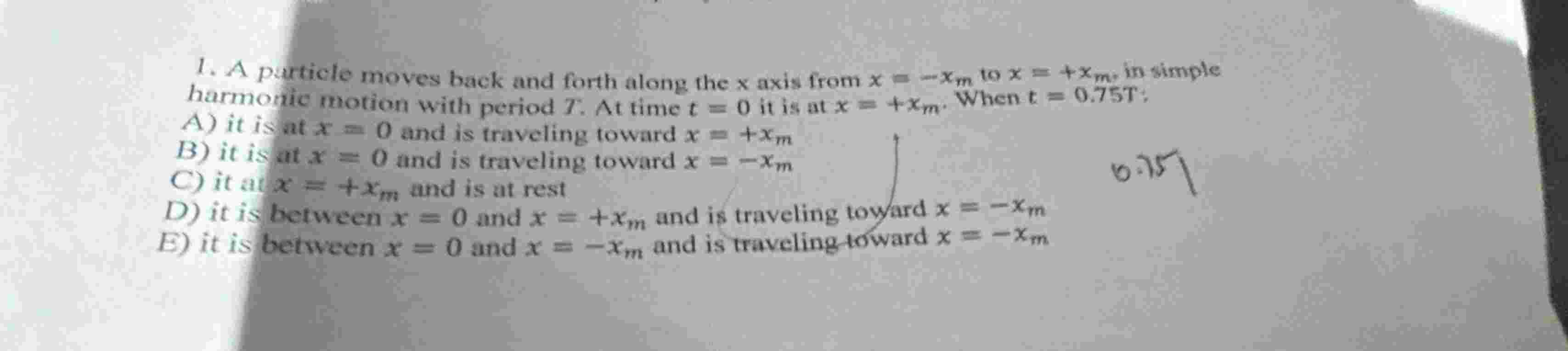Solved A particle moves back and forth along the x ﻿axis | Chegg.com