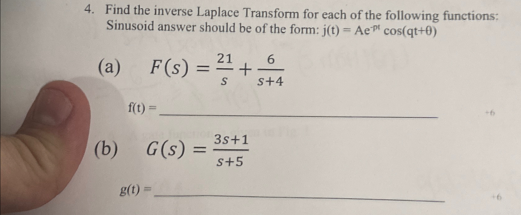Solved Find the inverse Laplace Transform for each of the | Chegg.com