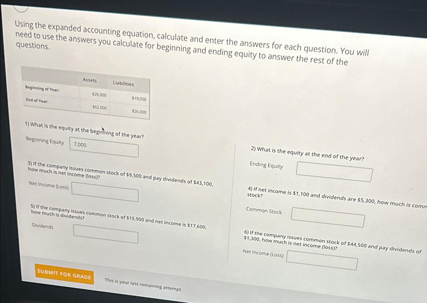 Solved Using the expanded accounting equation, calculate and | Chegg.com