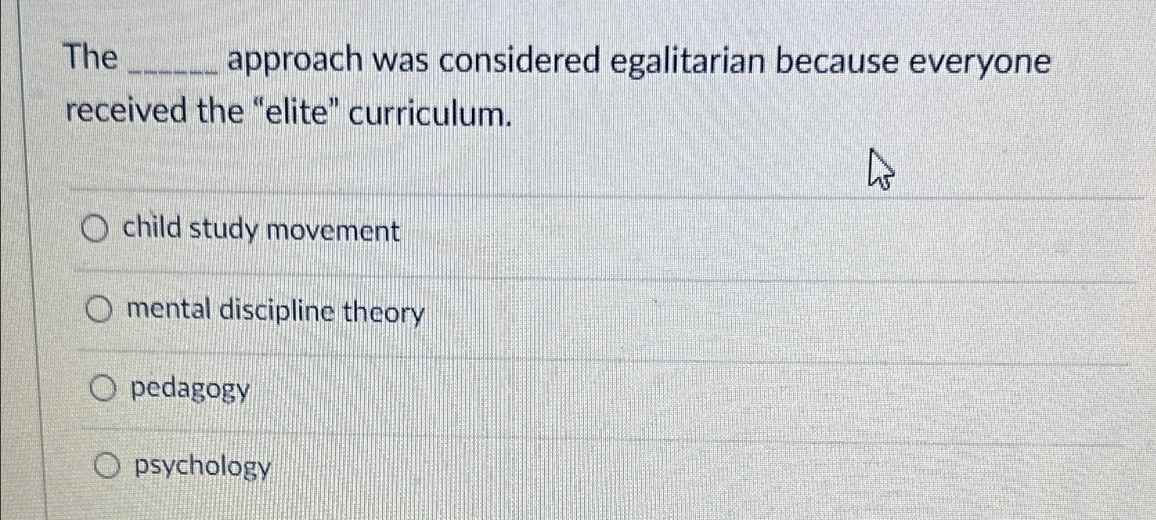 Solved The approach was considered egalitarian because | Chegg.com