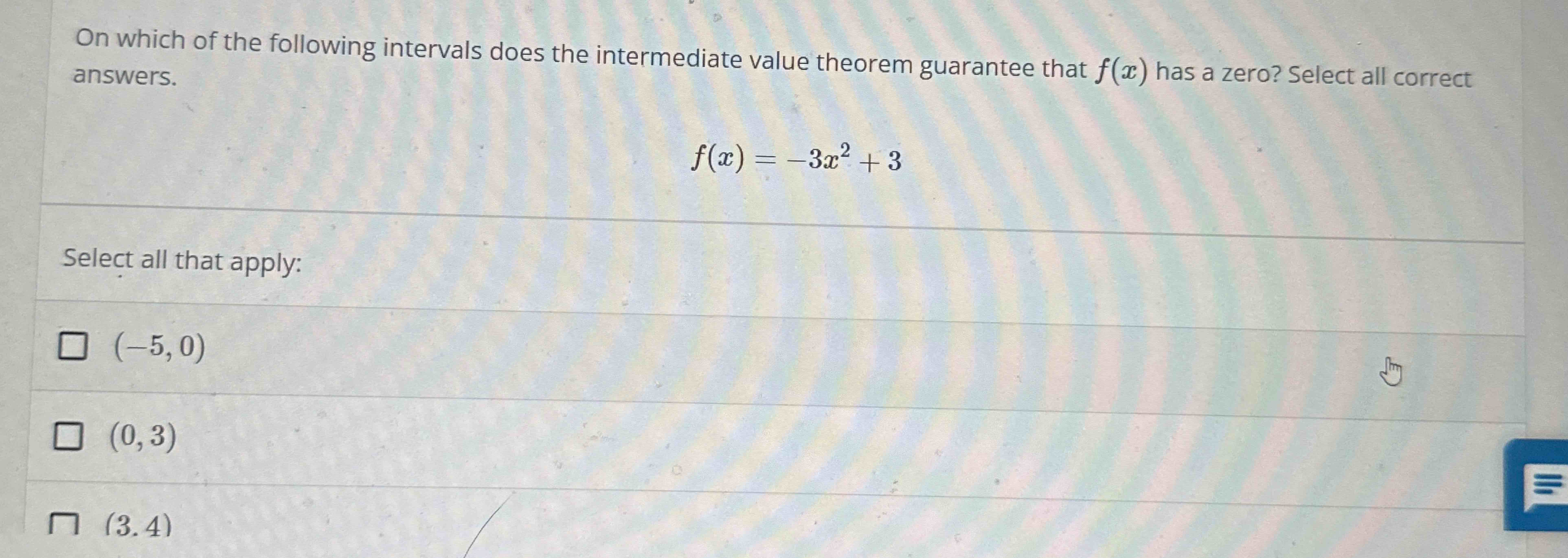 Solved On ﻿which of ﻿the following intervals does the | Chegg.com