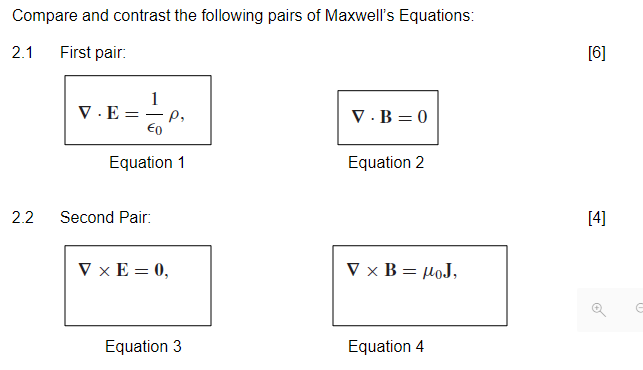 Solved Compare and contrast the following pairs of Maxwell's | Chegg.com