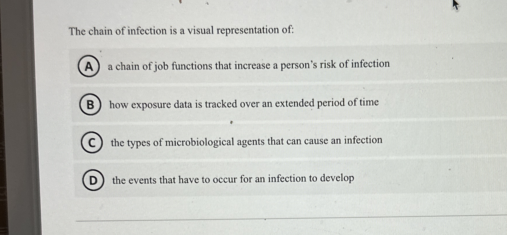 Solved The chain of infection is a visual representation | Chegg.com