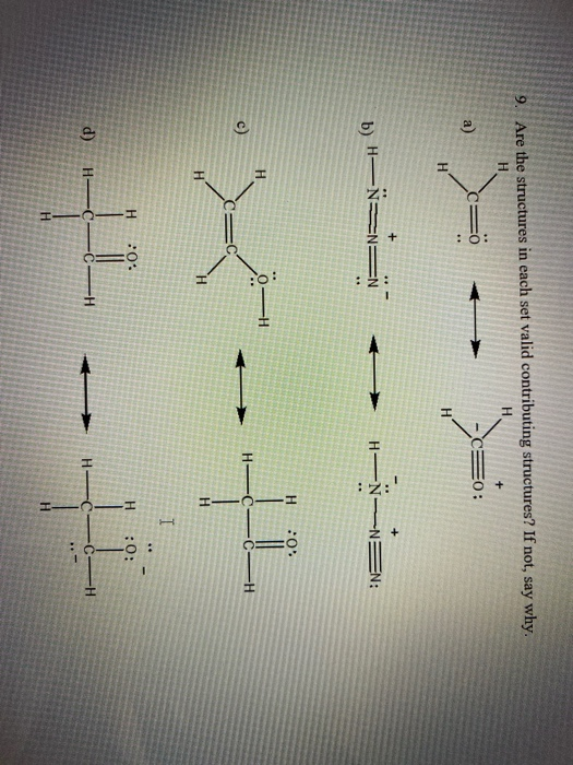 Solved 9. Are the structures in each set valid contributing | Chegg.com