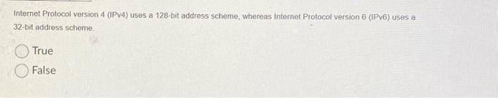 Solved Internet Protocol version 4 (IPv4) uses a 128-bit | Chegg.com