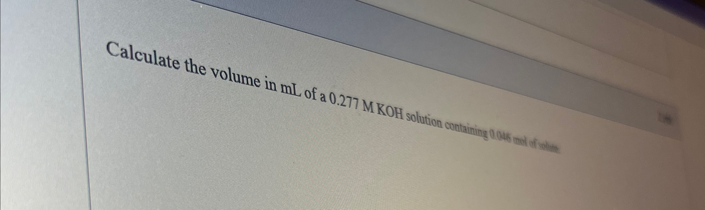Solved Calculate the volume in mL ﻿of a 0.277M ﻿KOH solution | Chegg.com