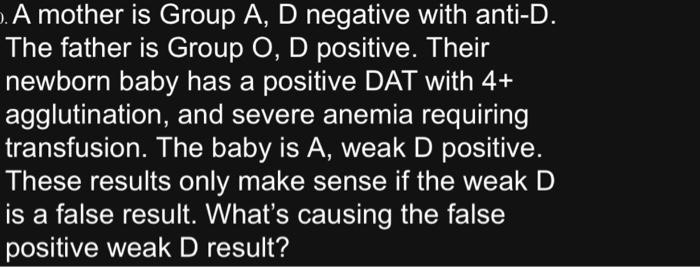 Solved A mother is Group A, D negative with anti-D. The | Chegg.com