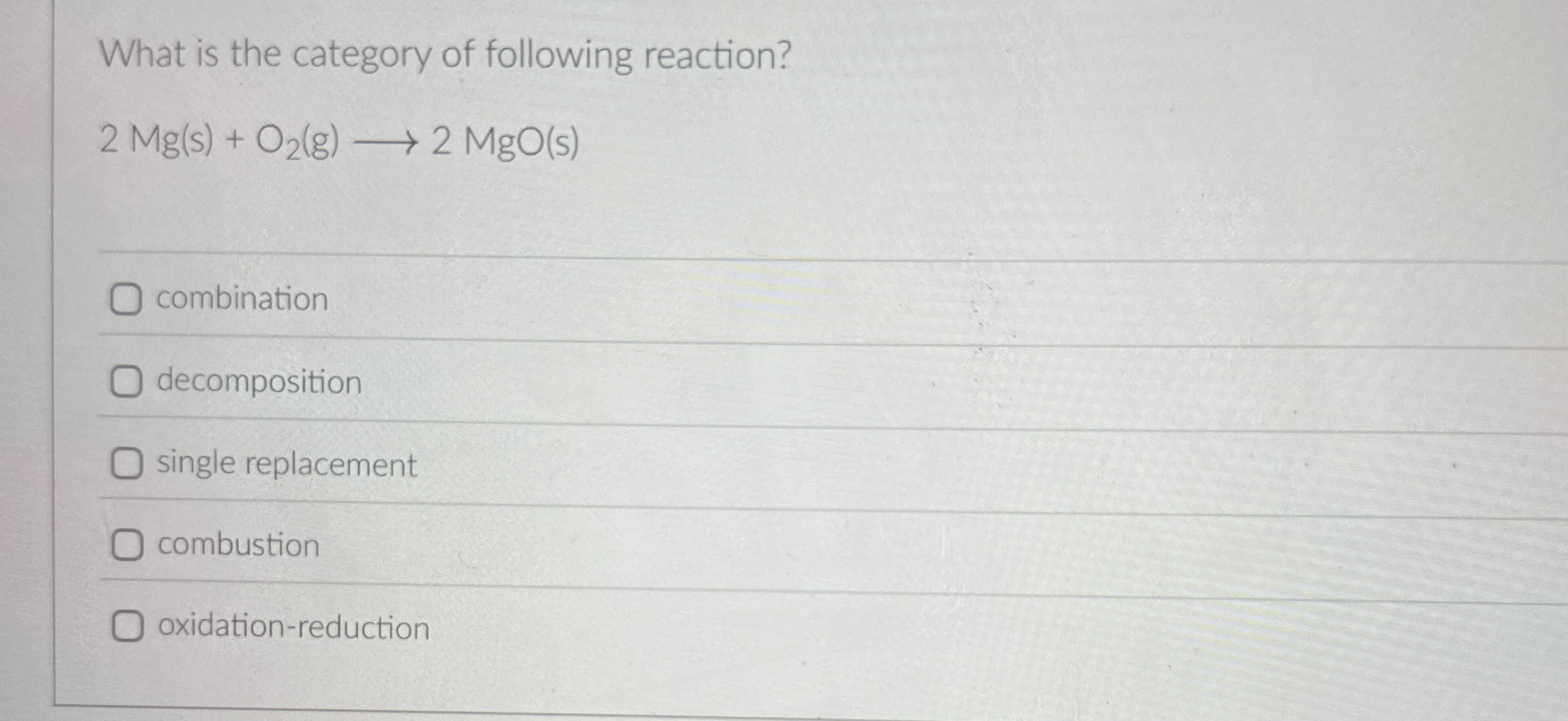 Solved What is the category of following | Chegg.com