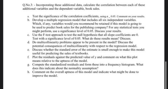 Q.No.3: - Incorporating these additional data, | Chegg.com