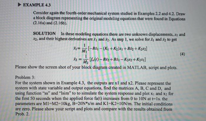 Solved Consider again the fourth-order mechanical system | Chegg.com