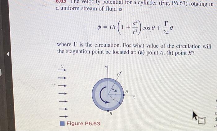 Solved 0.05 Ine velocity potential for a cylinder (Fig. | Chegg.com