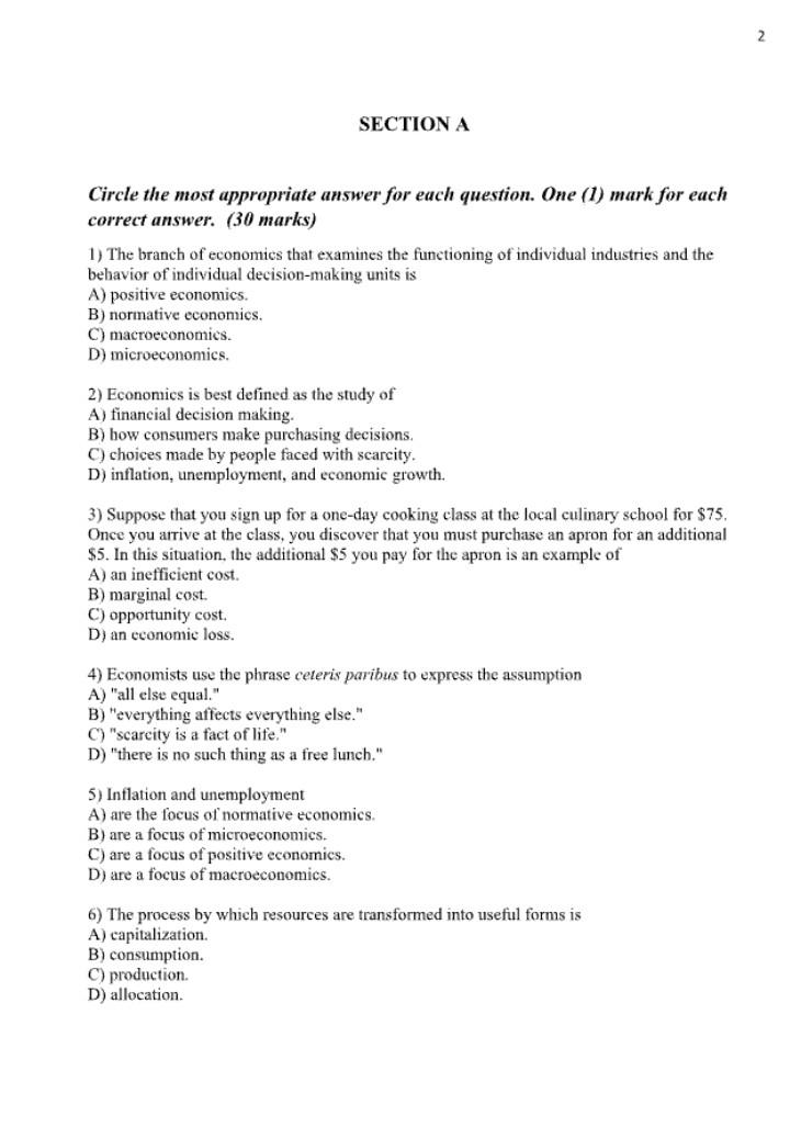 Solved Circle the most appropriate answer for each question. | Chegg.com