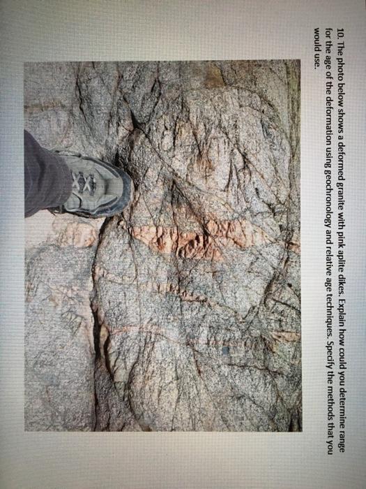 Solved 10. The photo below shows a deformed granite with | Chegg.com