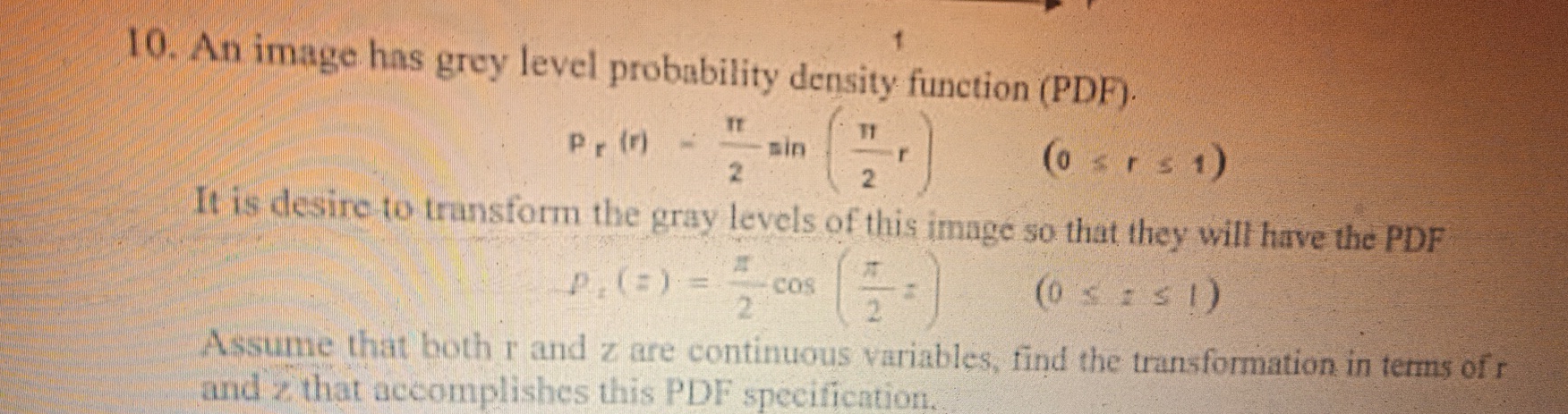 Solved An image has grey level probability density function | Chegg.com