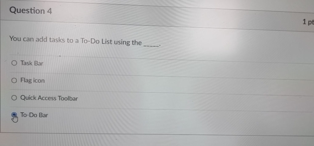 Solved Question 41ptYou can add tasks to a To-Do List using | Chegg.com