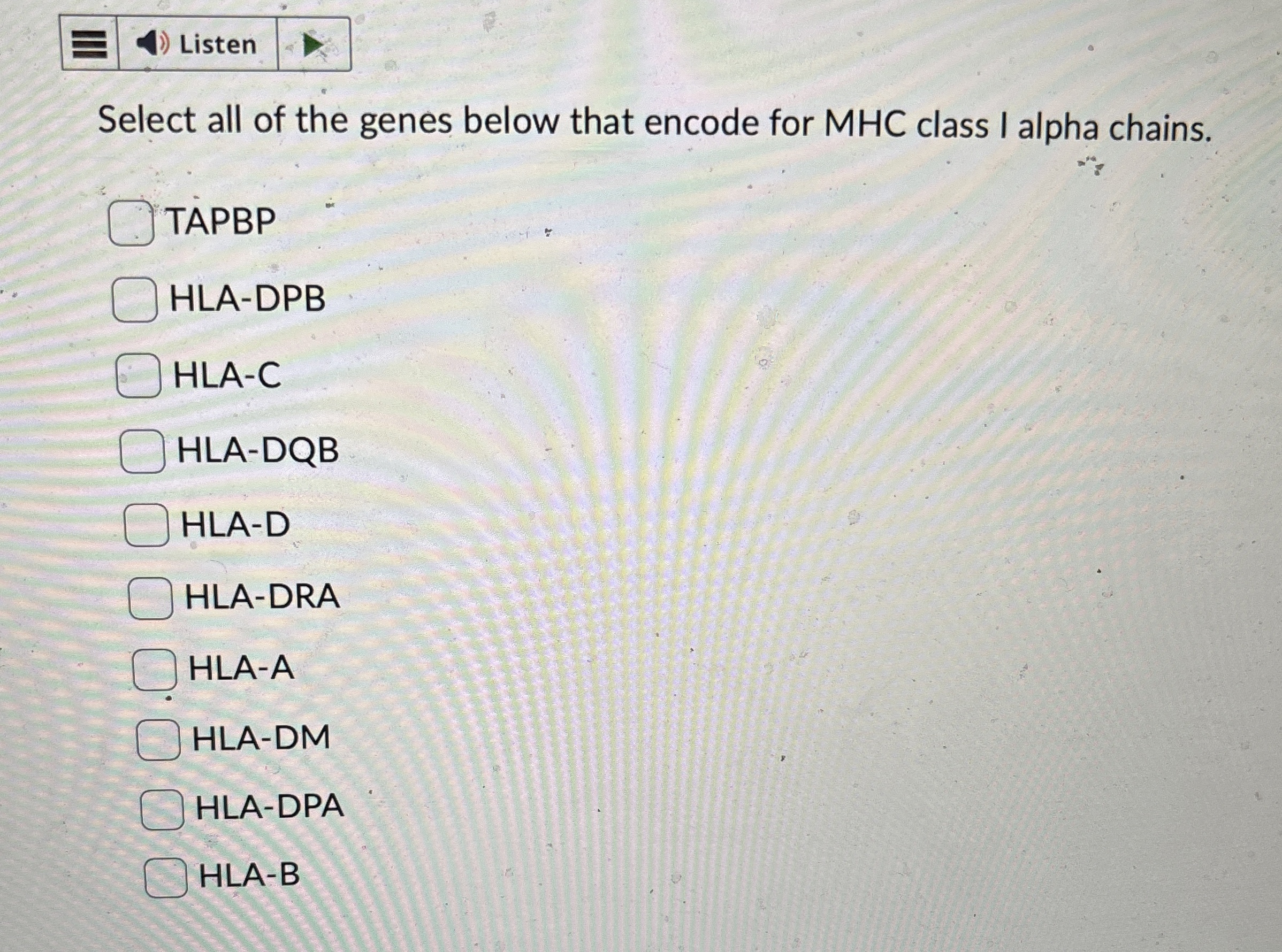 Solved Select all of the genes below that encode for MHC | Chegg.com