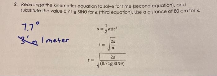 Solved 2. Rearrange the kinematics equation to solve for | Chegg.com
