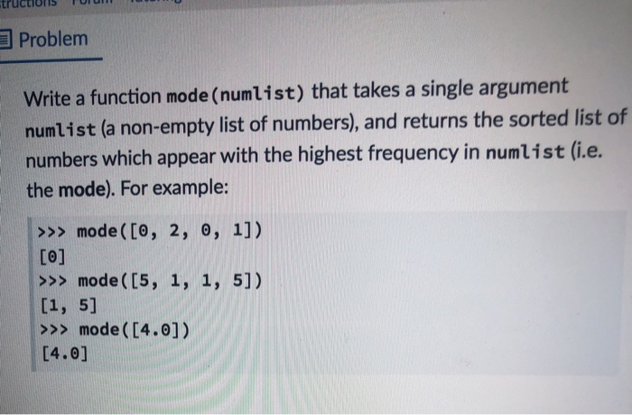 Solved StructIOTIS PUM Problem Write a function mode | Chegg.com
