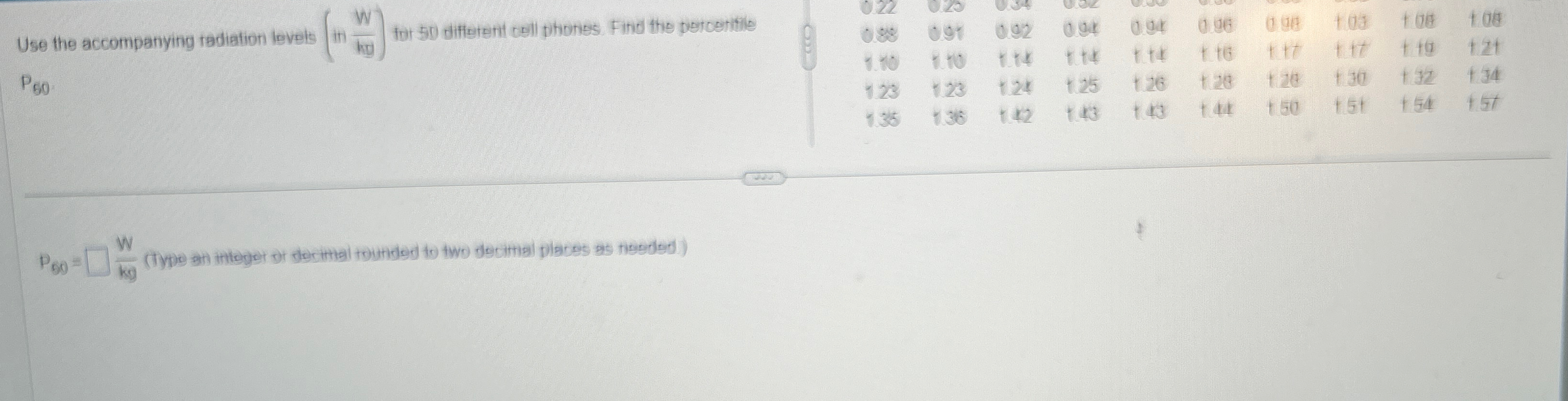 Use the accompanying radiation levels it (:Whg} ﻿for | Chegg.com