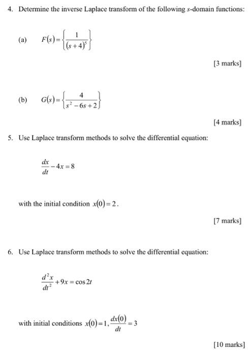 Solved 4. Determine the inverse Laplace transform of the | Chegg.com
