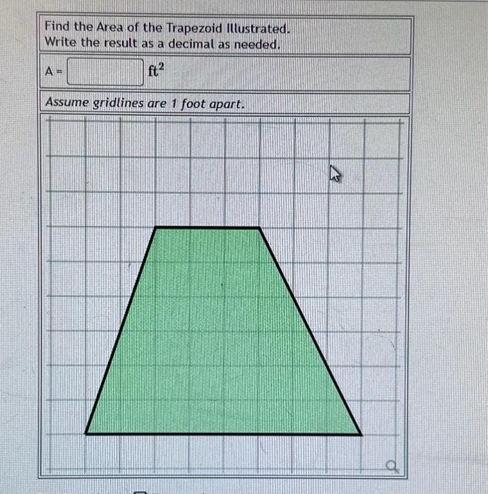 Solved Find the Area of the Trapezoid Illustrated. Write the | Chegg.com
