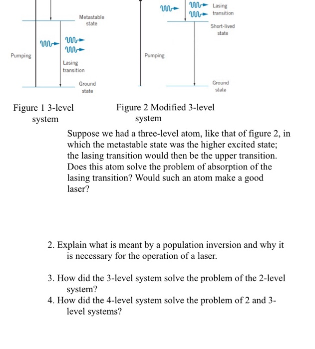 Solved w Lasing transition Metastable state Short-lived | Chegg.com