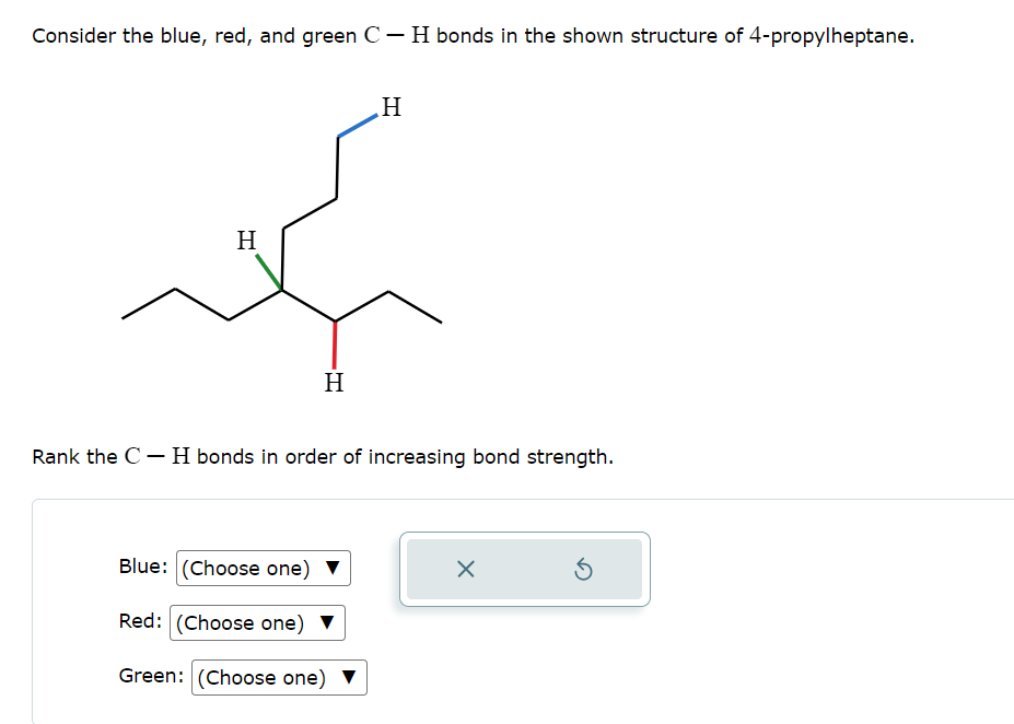 Solved Consider the blue, red, and green C-H ﻿bonds in the | Chegg.com