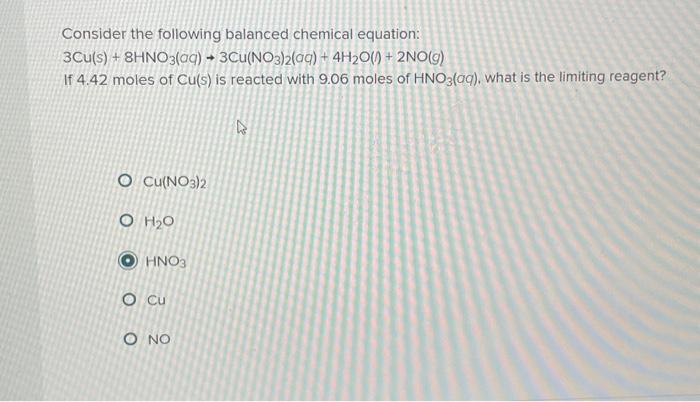 Solved Consider the following balanced chemical equation: | Chegg.com