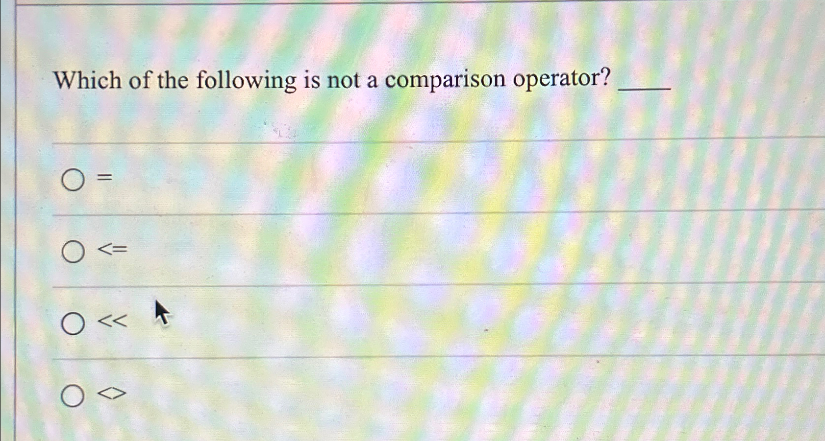 Solved Which Of The Following Is Not A Comparison