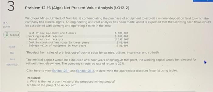 Solved Exercise 12-14 (Algo) Comparison of Projects Using | Chegg.com