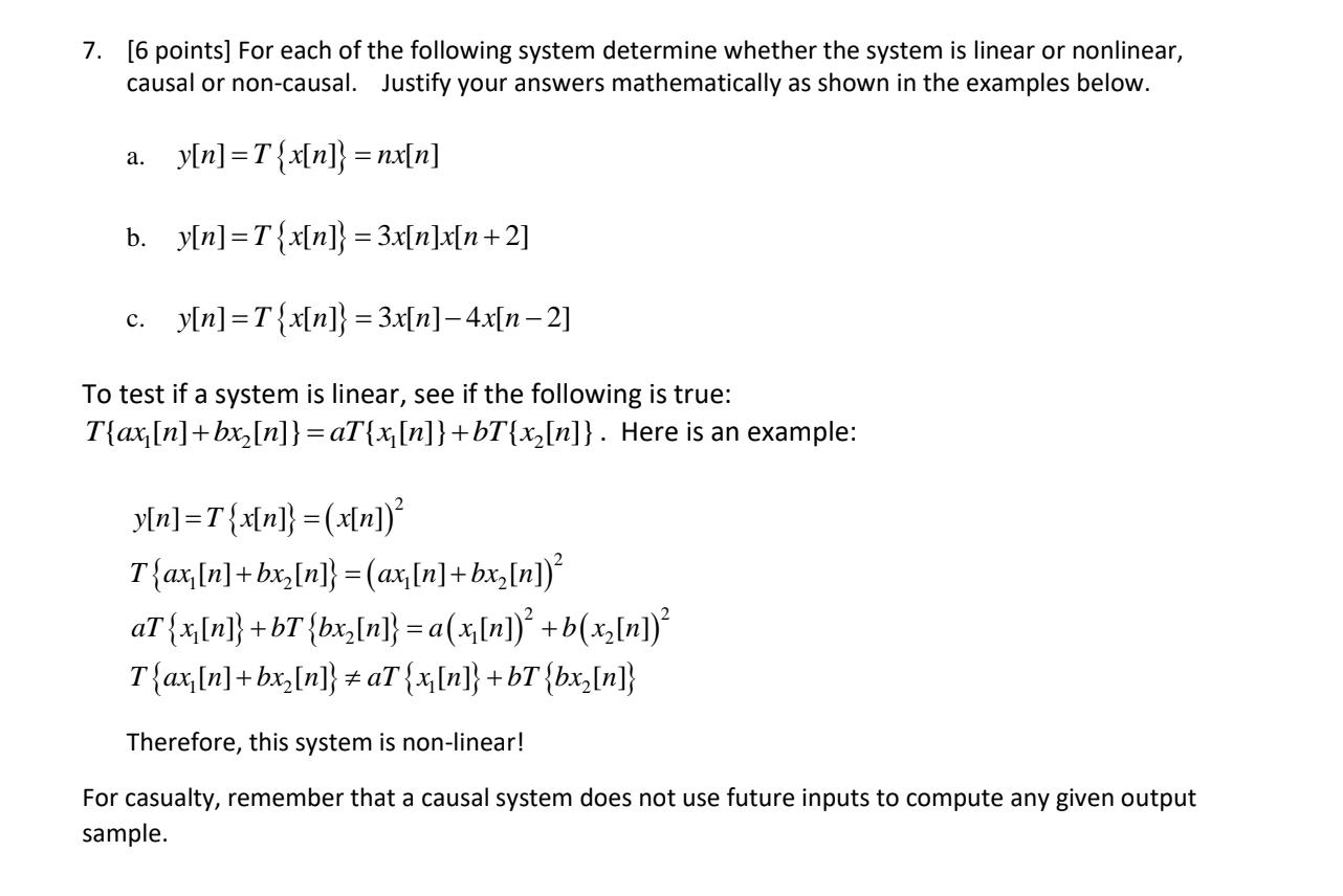 Solved [6 ﻿points] ﻿For each of the following system | Chegg.com