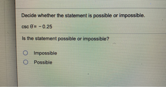 Solved Decide whether the statement is possible or | Chegg.com Solved Decide whether the statement is possible or | Chegg.com