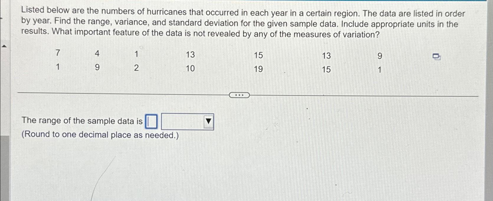Solved Listed below are the numbers of hurricanes that | Chegg.com