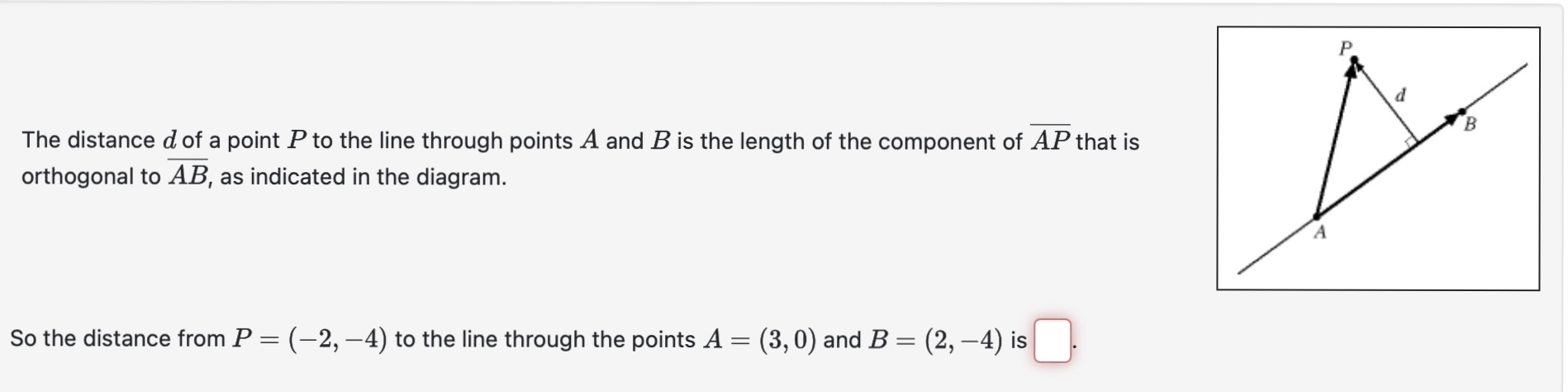 Solved The distance d of ﻿a point P to ﻿the line through | Chegg.com