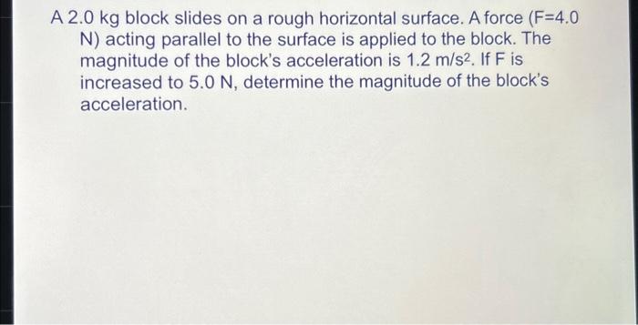 Solved A 2.0 kg block slides on a rough horizontal surface. | Chegg.com
