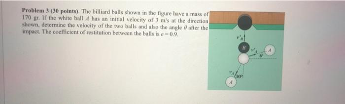 Solved Problem 3 (30 points). The billiard balls shown in | Chegg.com