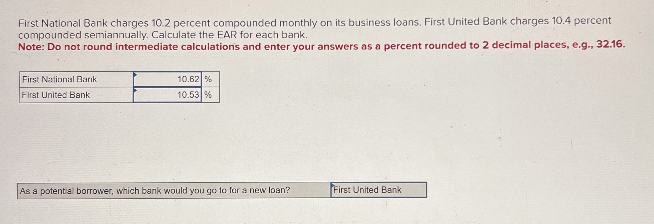 Solved First National Bank charges 10.2 ﻿percent compounded | Chegg.com