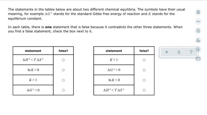 Solved The statements in the tables below are about two | Chegg.com