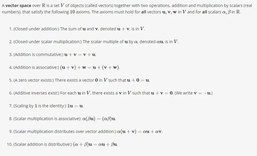 Solved A vector space over R is a set V of objects (called | Chegg.com