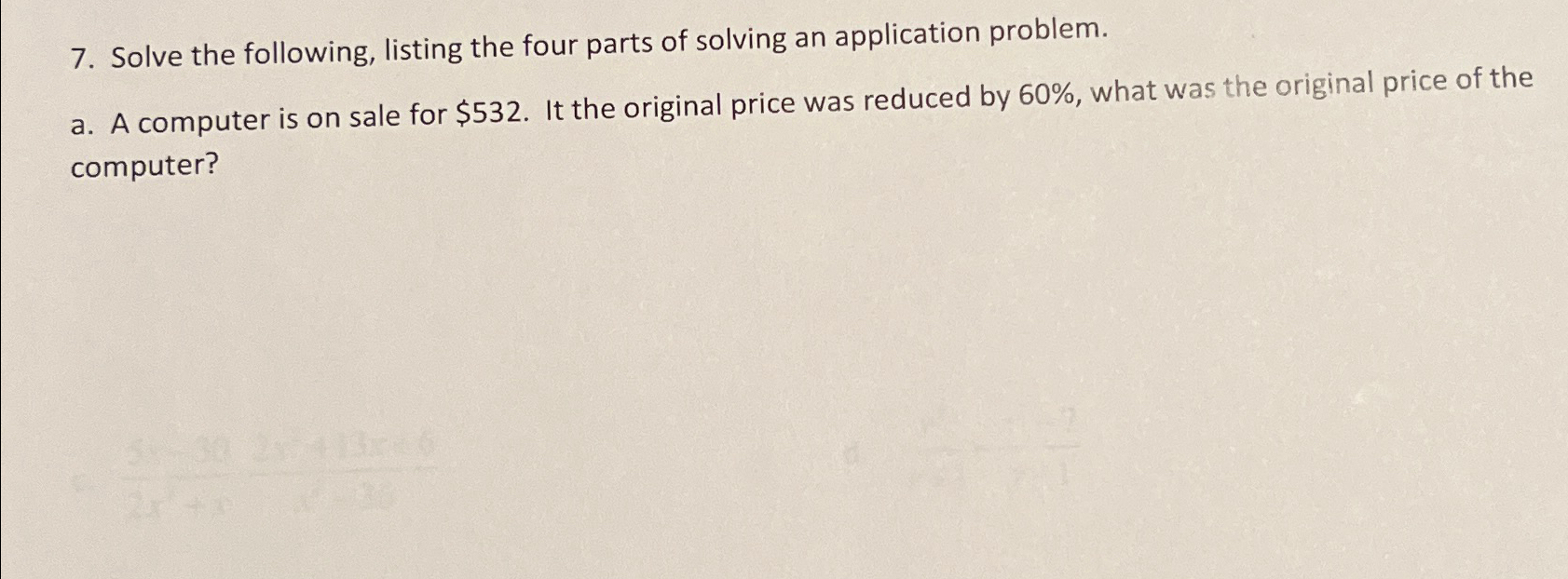Solved Solve the following, listing the four parts of | Chegg.com