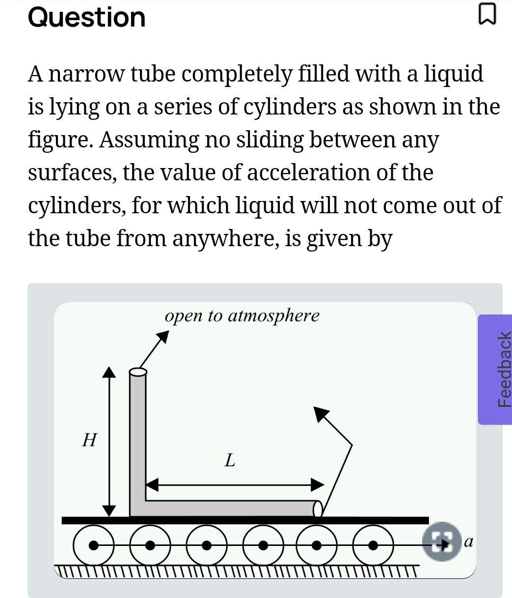 Solved Question พ w A narrow tube completely filled with a | Chegg.com