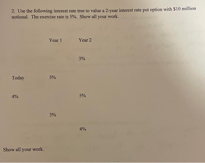 Solved 2. Use the following interest rate tree to value a | Chegg.com