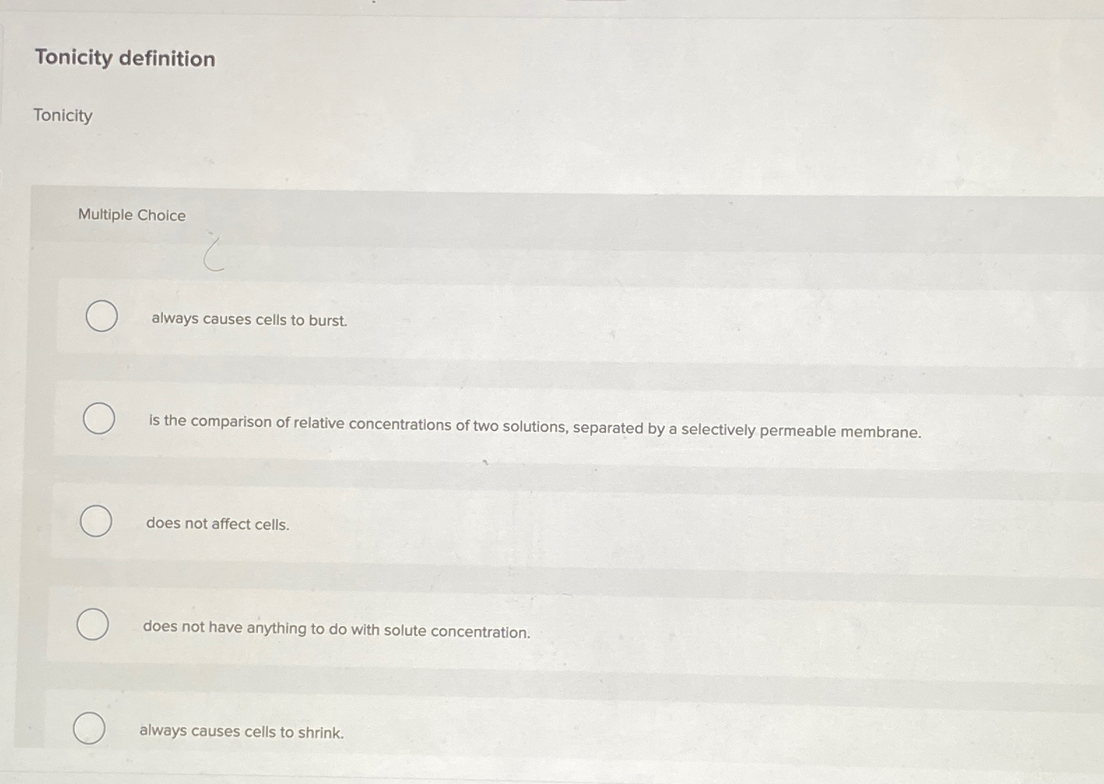 Solved Tonicity definitionTonicityMultiple Choicealways | Chegg.com