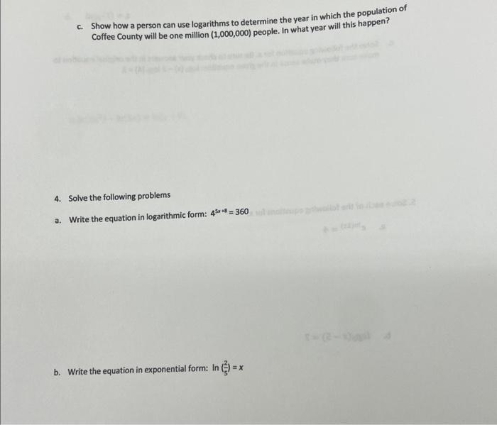 Solved c. Show how a person can use logarithms to determine | Chegg.com