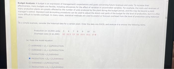 Solved Budget Analysist A budget is an expression of | Chegg.com