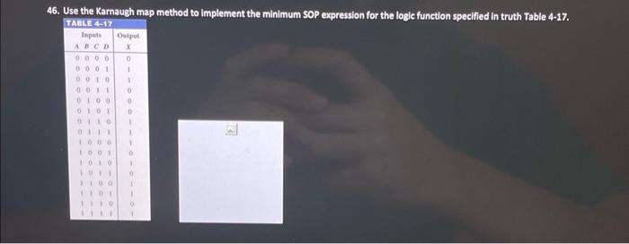 Solved 46. Use the Karnaugh map method to implement the | Chegg.com