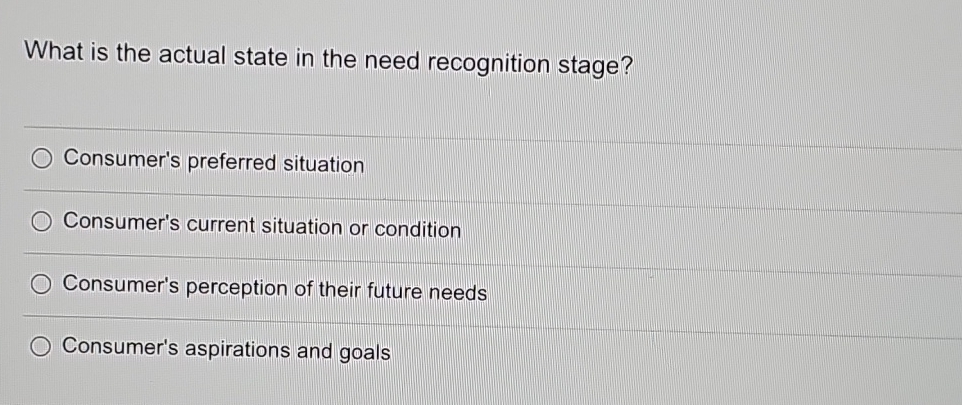 Solved What is the actual state in the need recognition | Chegg.com