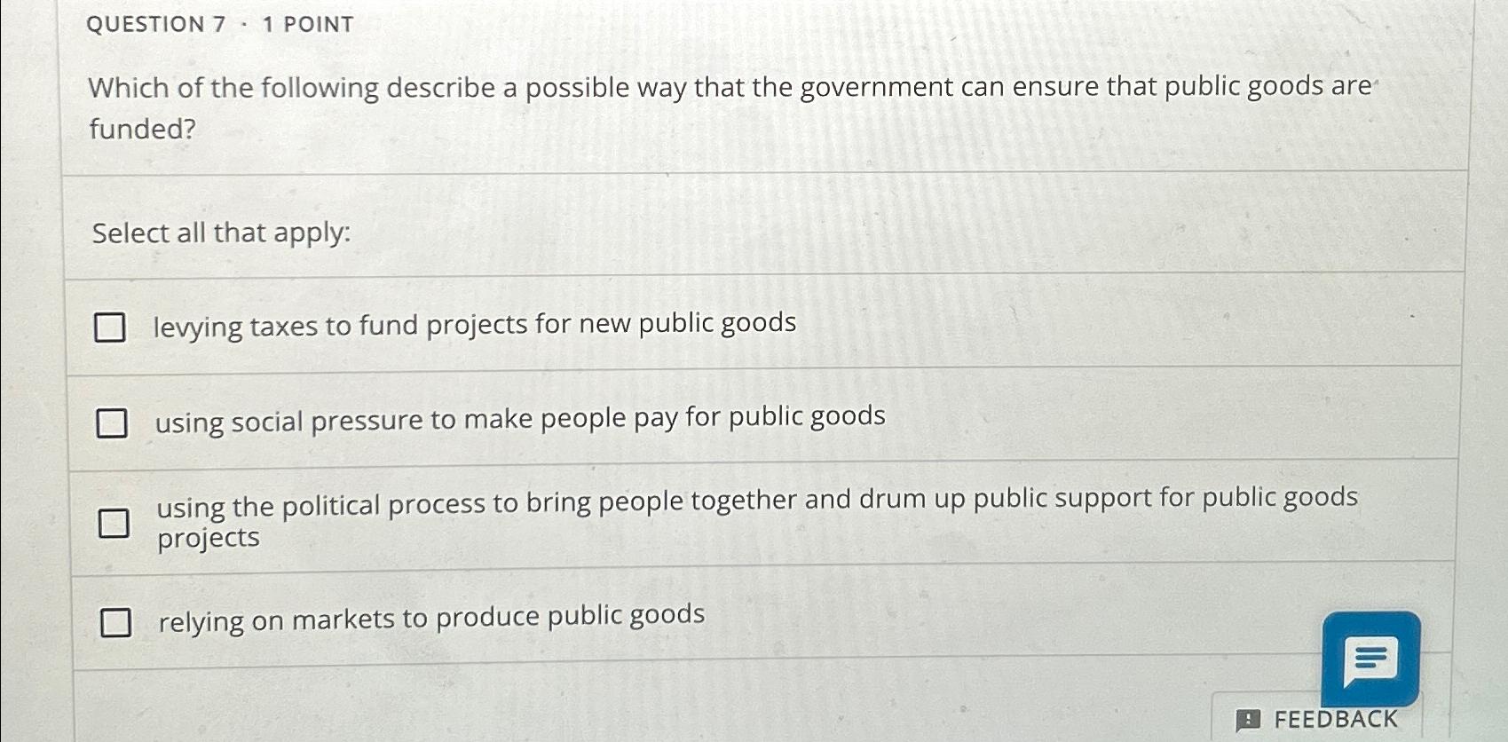 Solved QUESTION 7 - 1 ﻿POINTWhich of the following describe | Chegg.com