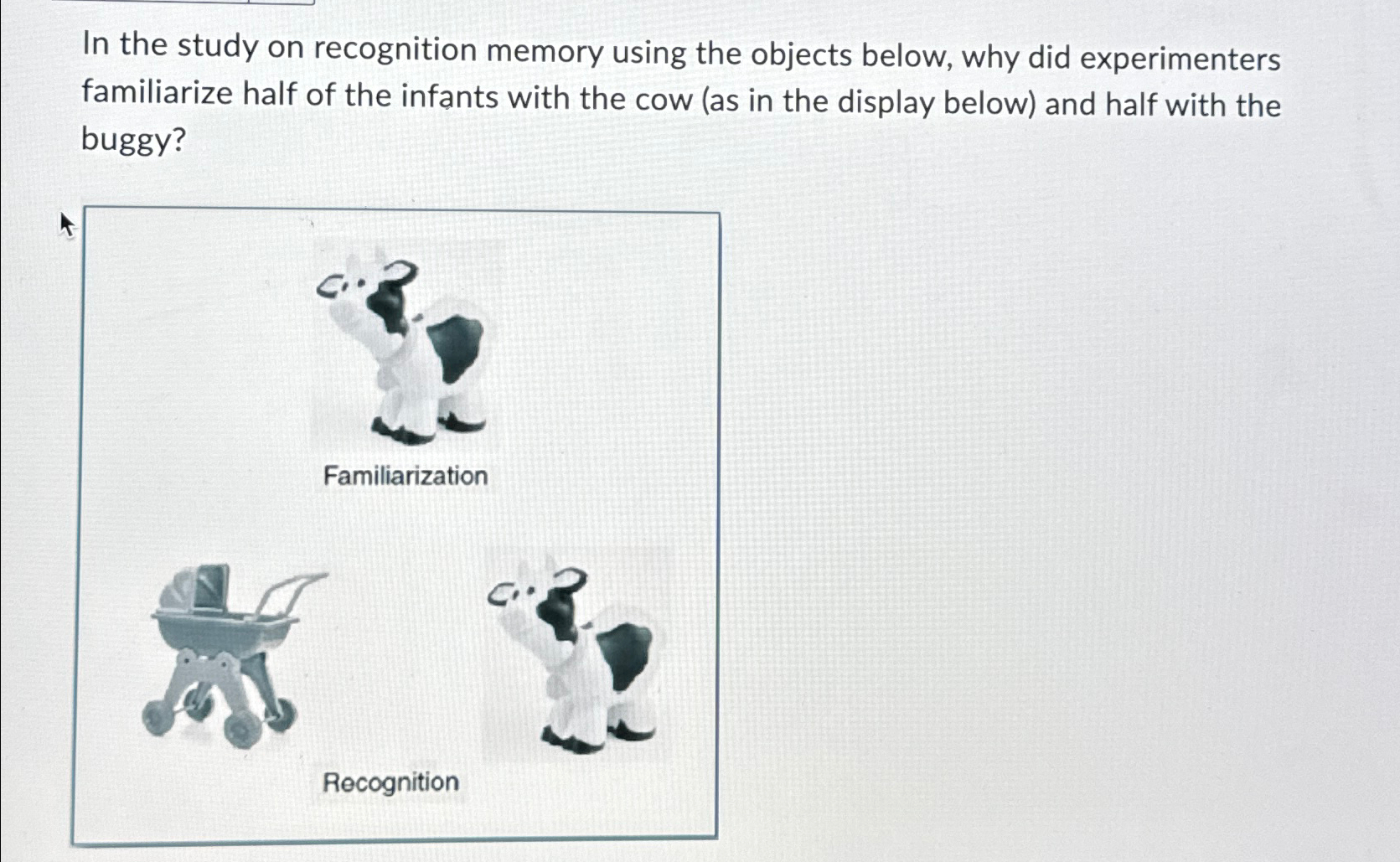 Solved In the study on recognition memory using the objects | Chegg.com