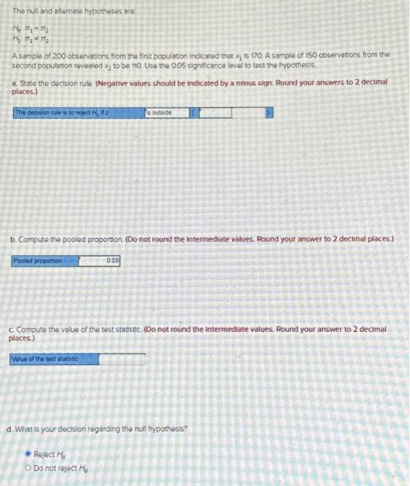 Solved The null and alternate hypotheses are \\[ | Chegg.com